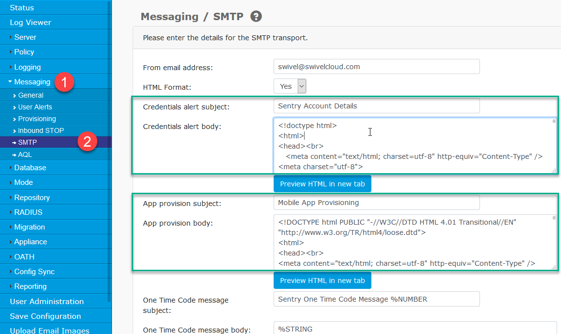 Messaging — Swivel Secure AuthControl Sentry v4.x documentation